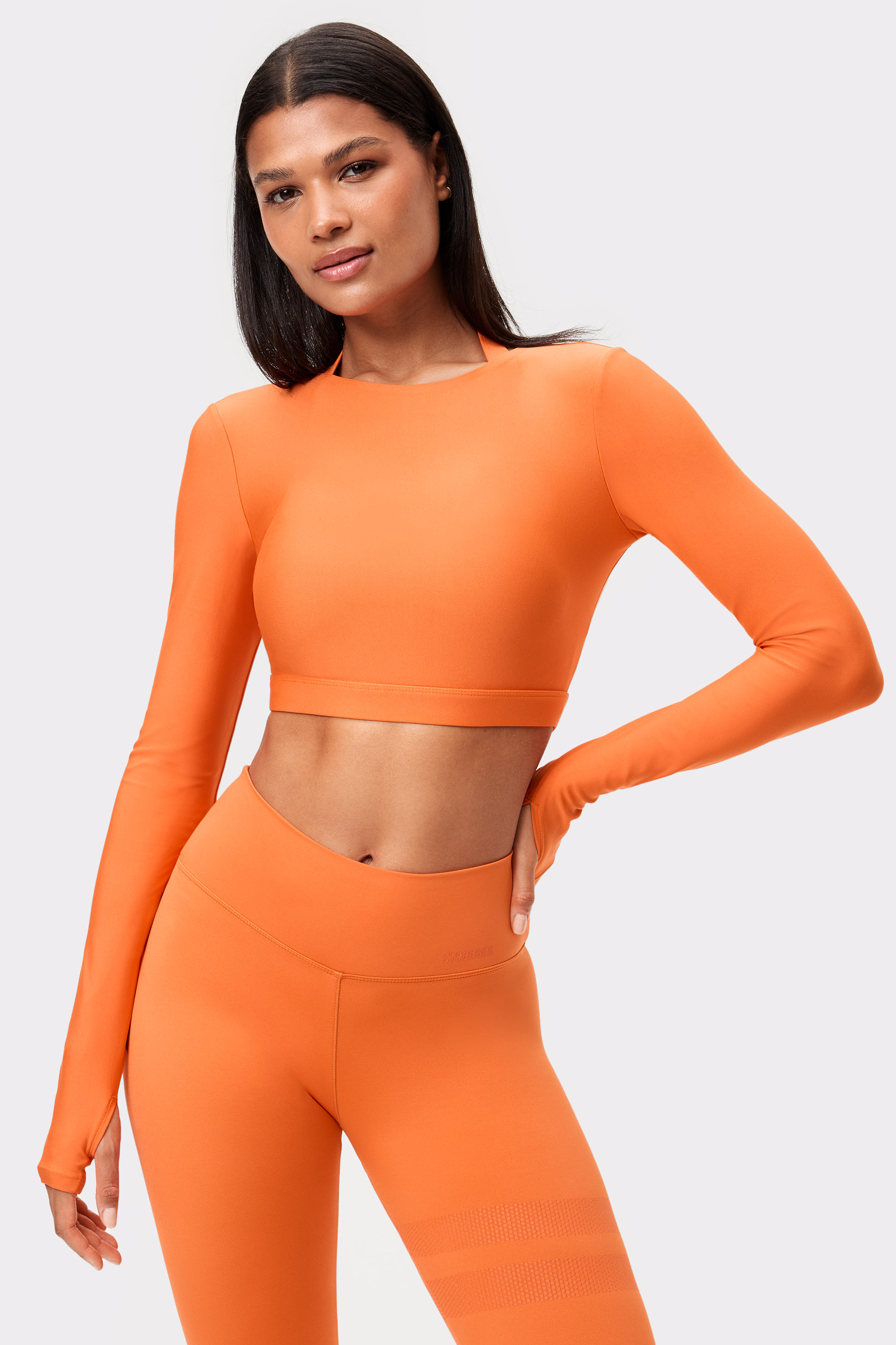 Open Back Long Sleeve Flamingo Orange I Functional Fabric I STRONGER