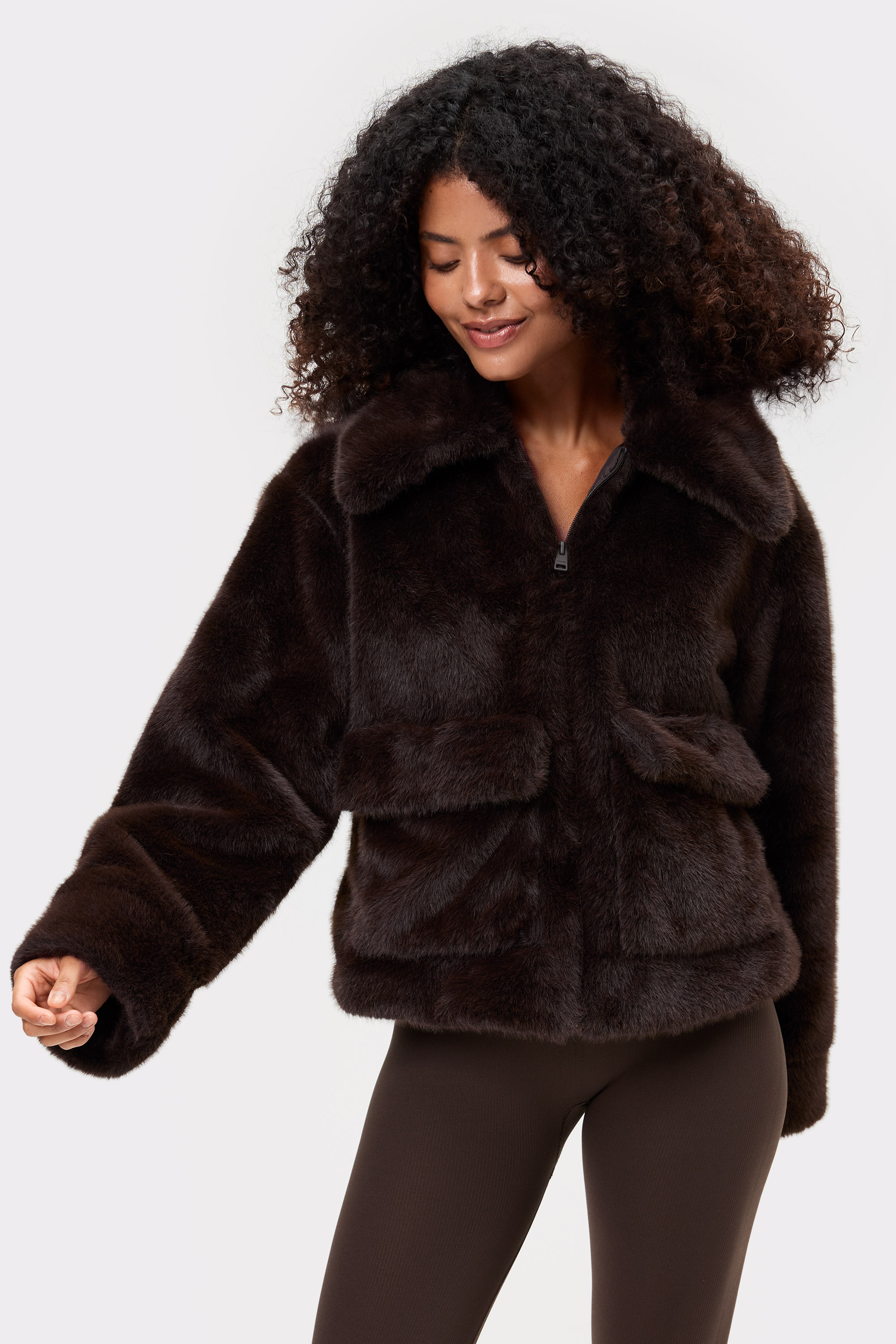 Fluffy Pocket Jacket Black Coffee I Fleece voering I STRONGER
