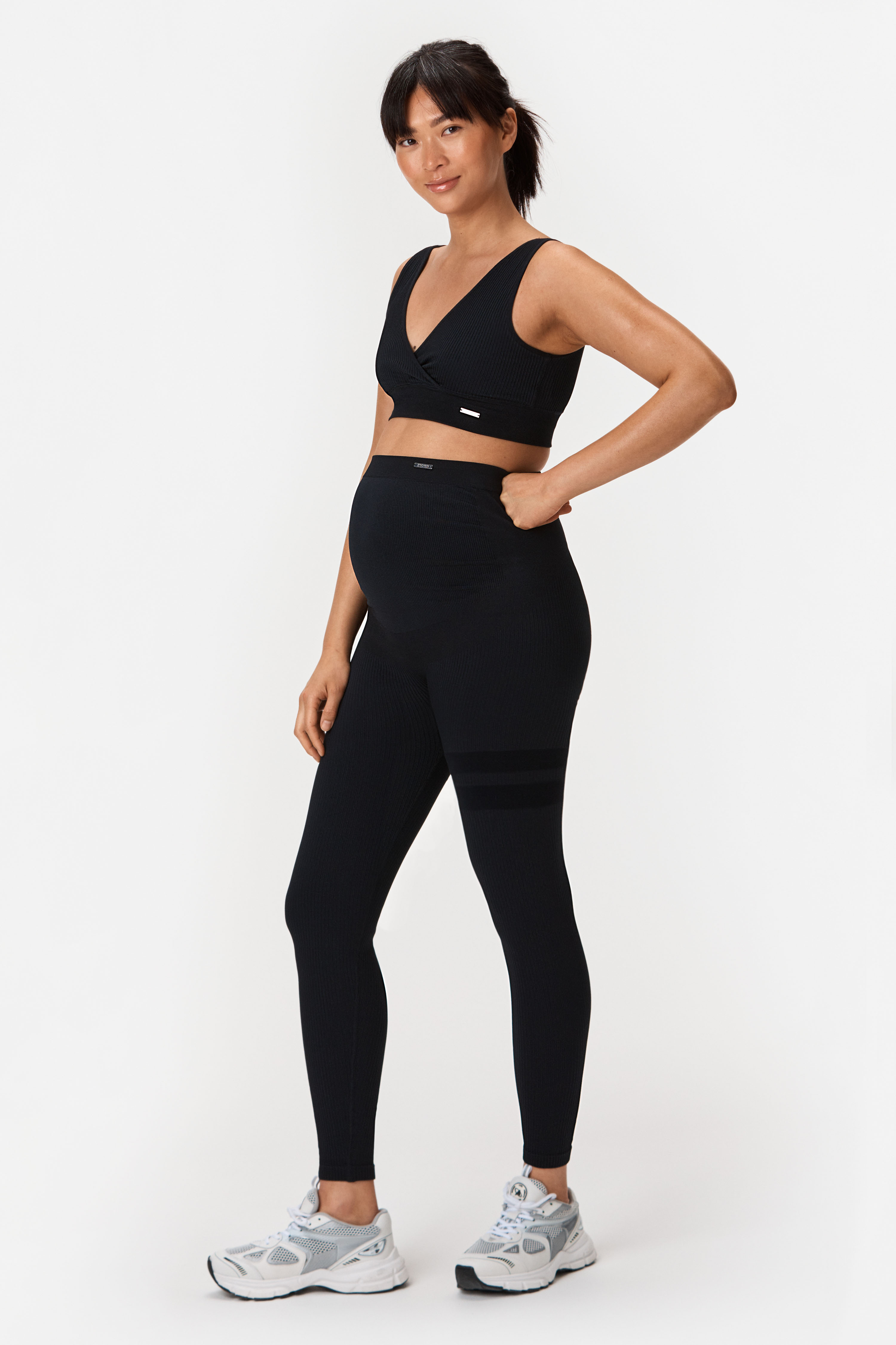 Rib Seamless Maternity Legging Black I Extra Hoge Taille I STRONGER